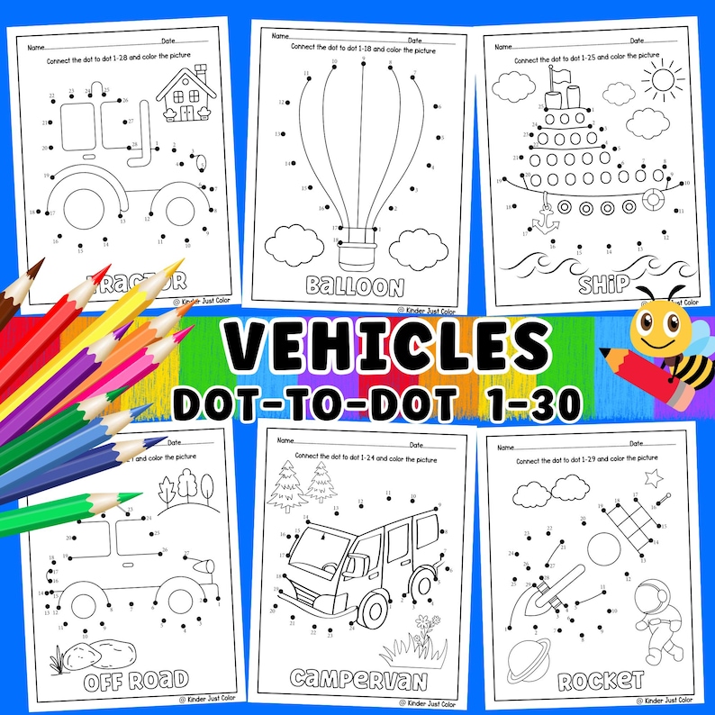 Dot to Dot Worksheet, Vehicle Coloring Learning Numbers Connect the ...