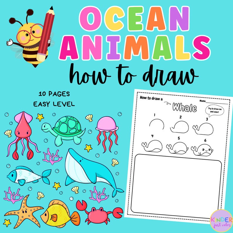 Learn How to Draw Ocean Animals for Kids, Easy Step-by-step Drawing ...
