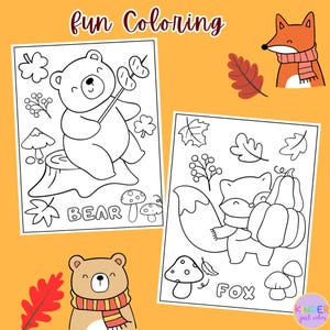 Fall Animal Coloring Pages, Autumn Coloring Sheet for Kindergarten ...