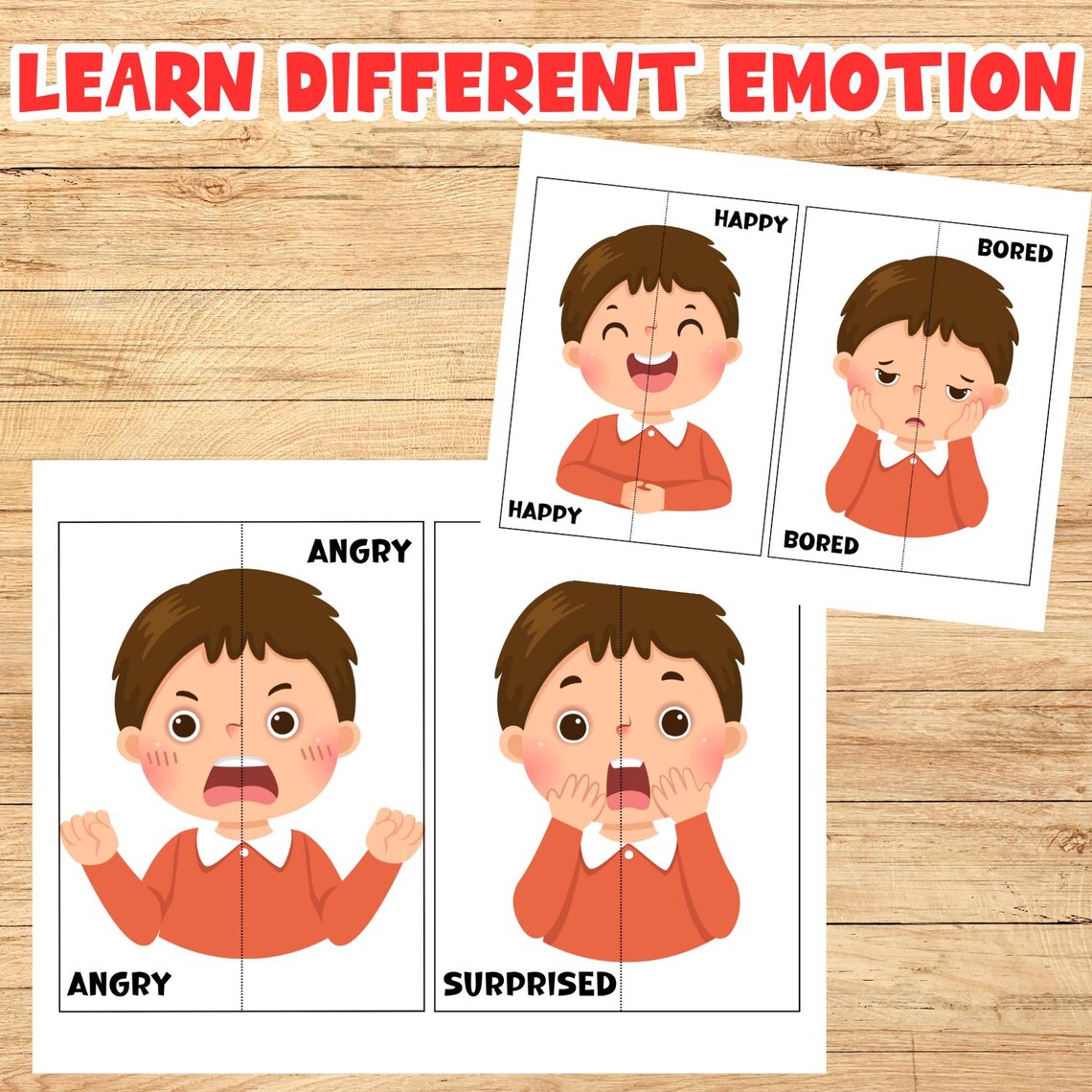 Emotion Matching Game, Feelings Flashcard for Kid, SEL Activity for ...