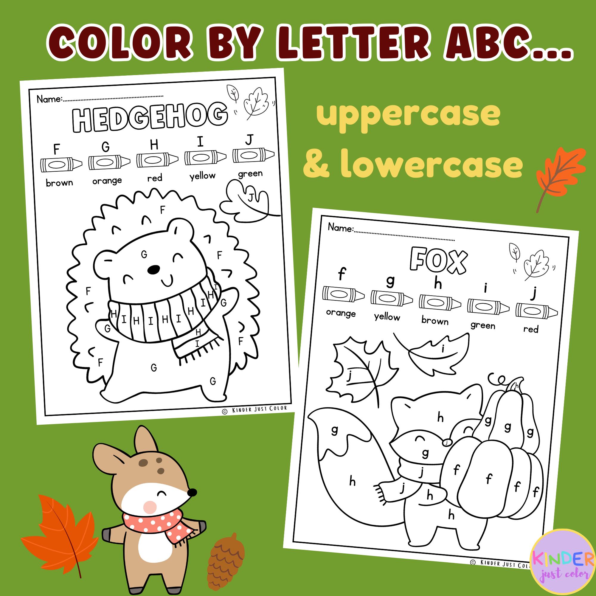 Color by Letter Fall Animal, Fall Coloring Sheets, Teach Alphabet ...