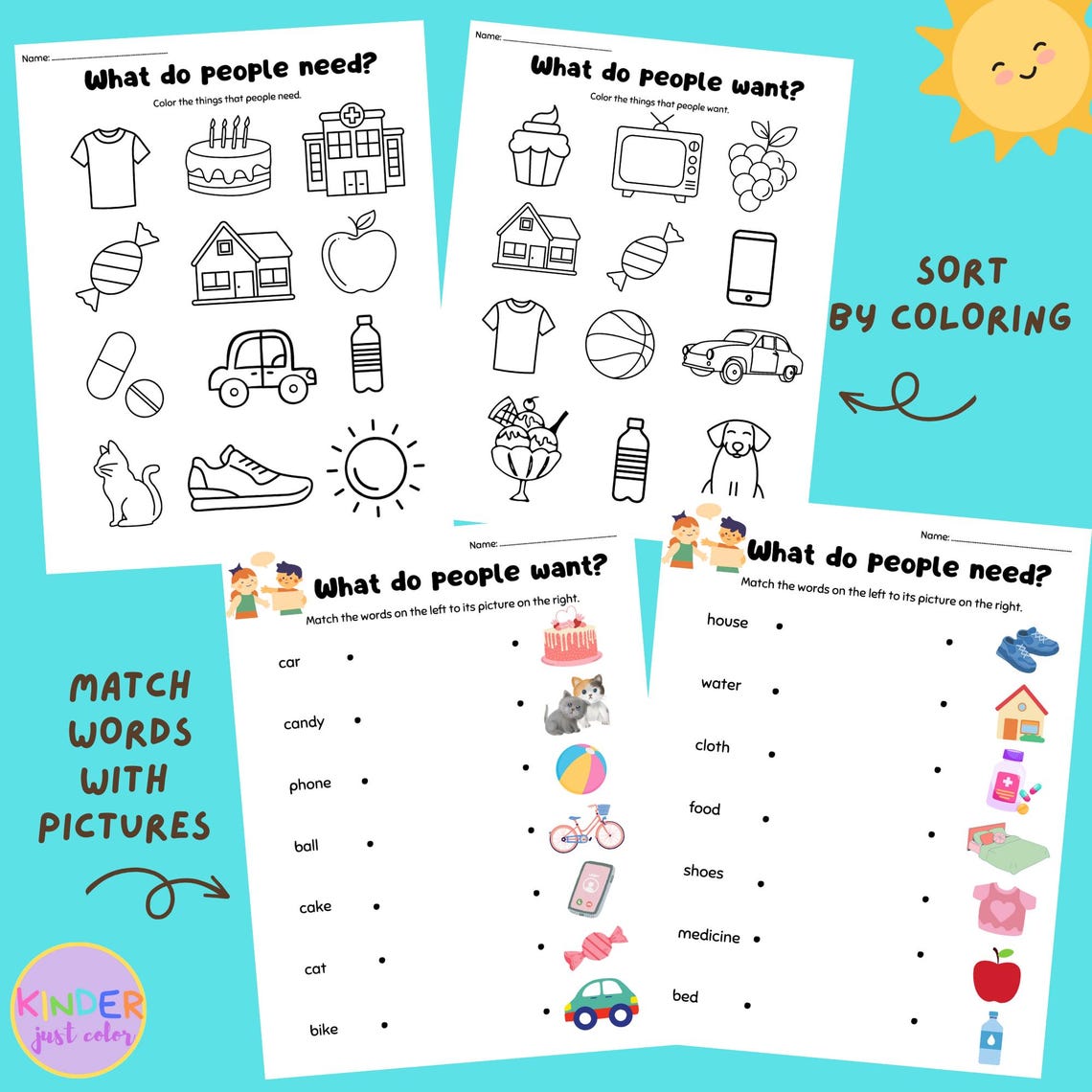 Needs Vs Wants Sort Worksheet, Cut and Paste Activities, Need & Want ...