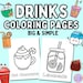 Drinks Coloring Pages/sheets for Kids, Bold and Easy Coloring ...