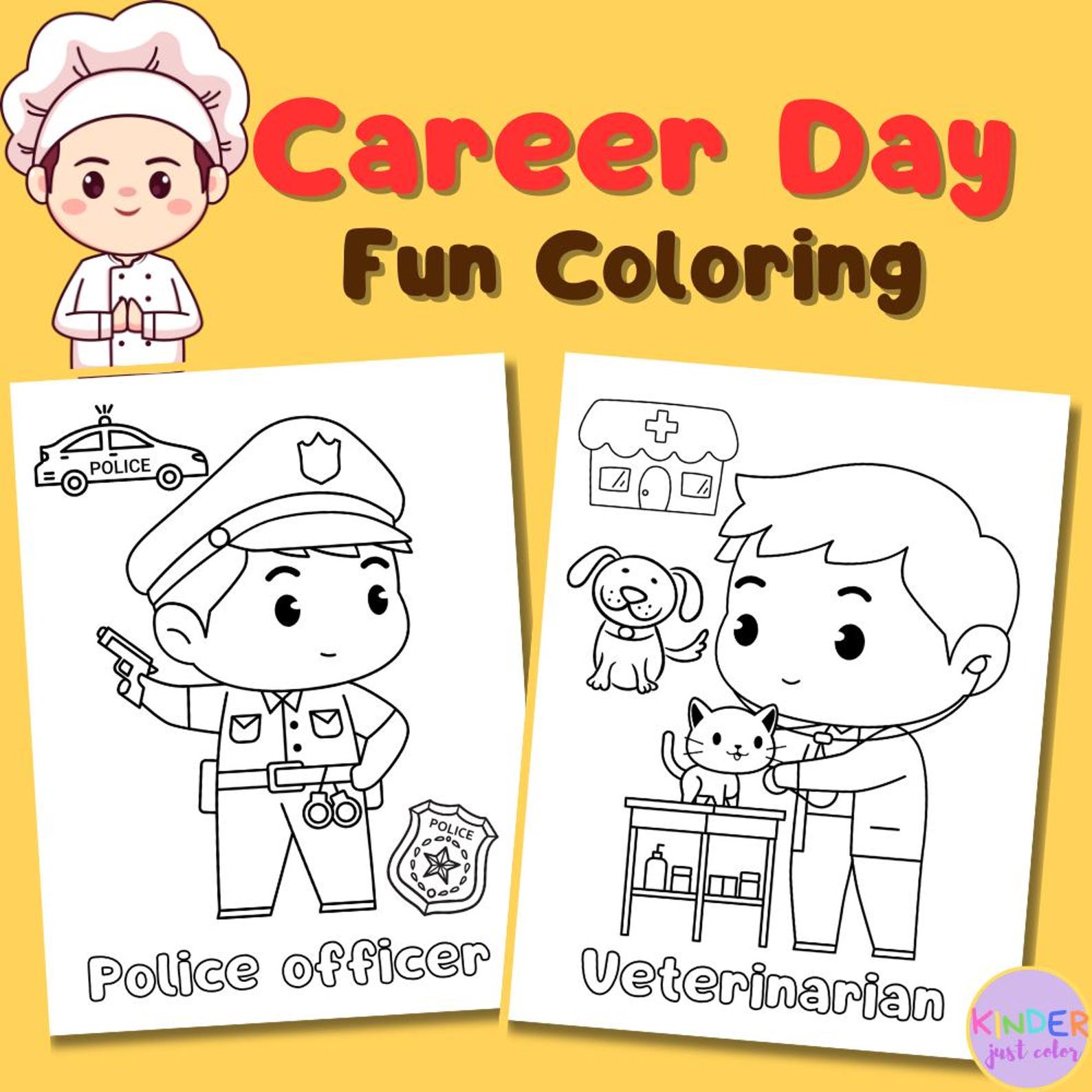 Community Helpers Coloring Page, Career Day Job Coloring Page ...