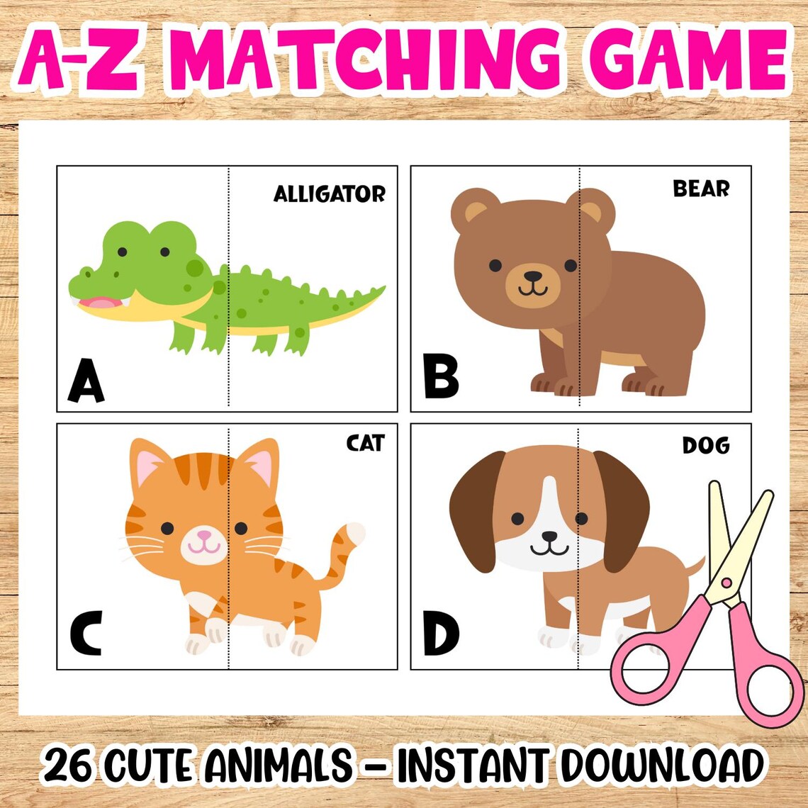 A-Z Animal Alphabet Matching Game, ABC Letter Recognition Activity for ...