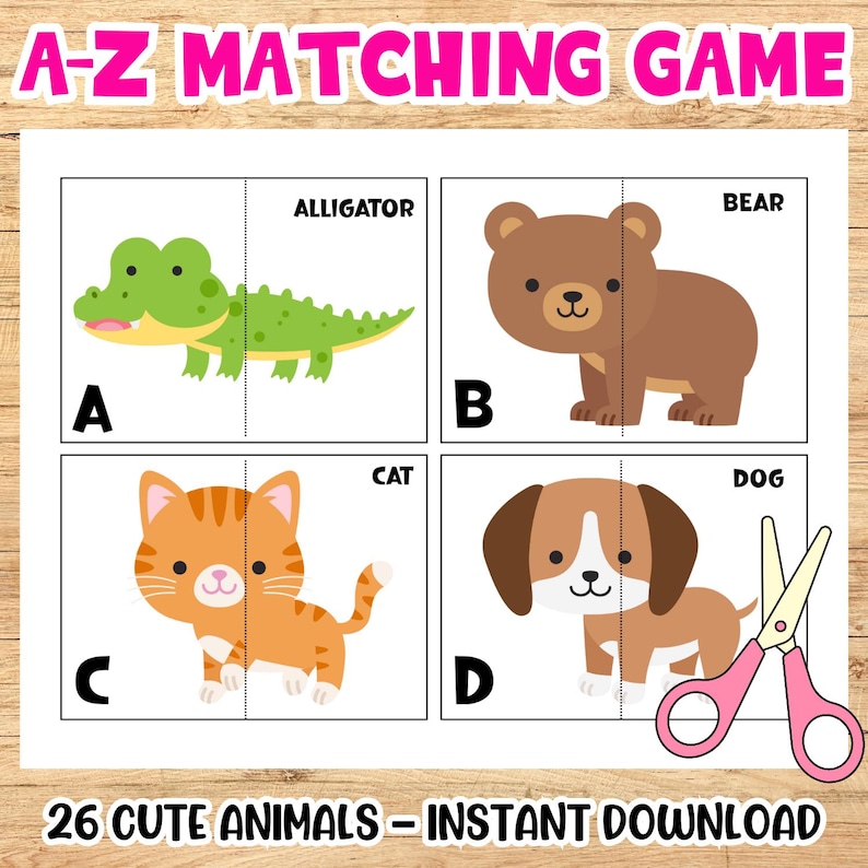 A-Z Animal Alphabet Matching Game, ABC Letter Recognition Activity for ...