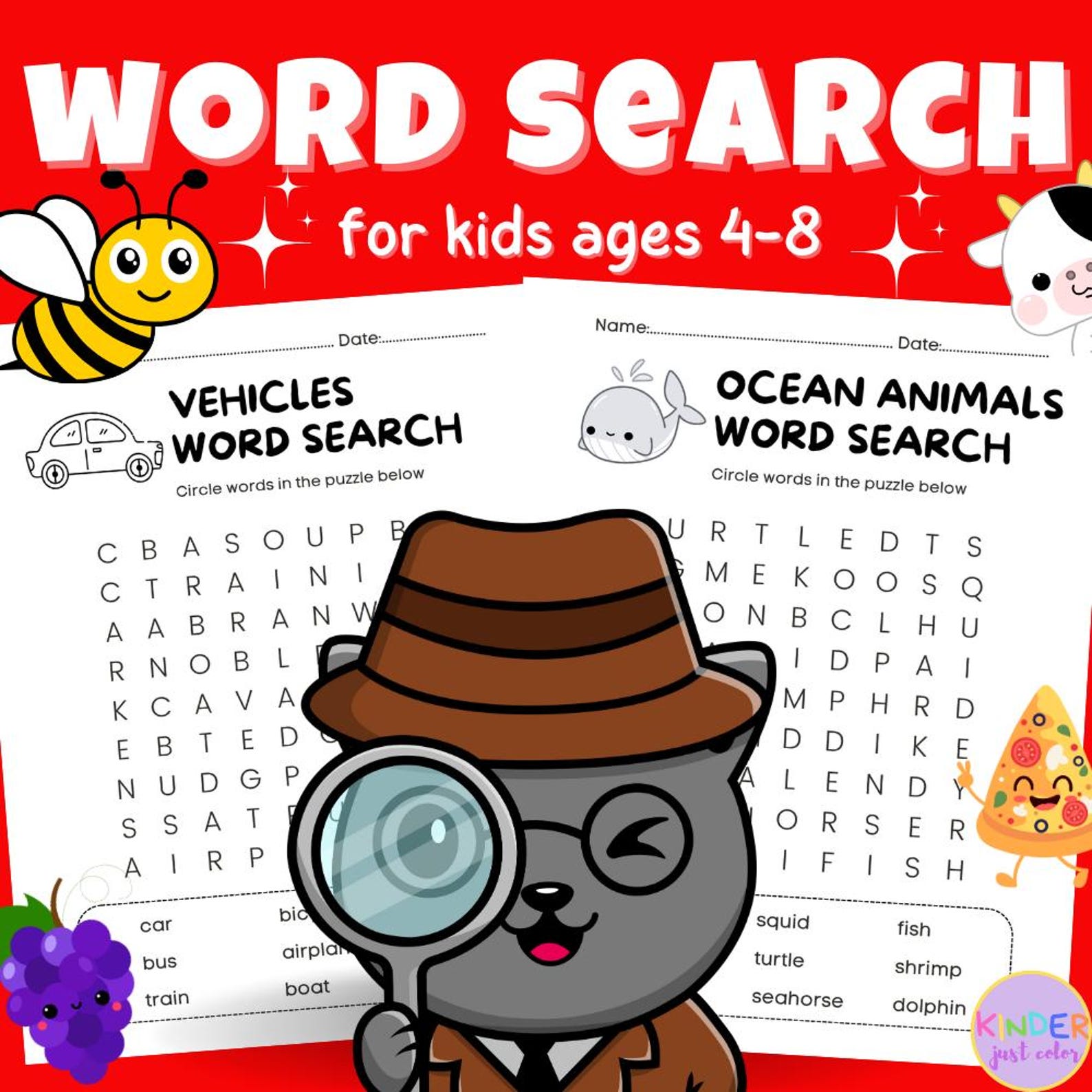 Kids Word Search Puzzle: 10 Themes, Simple Word Puzzles Activity for ...