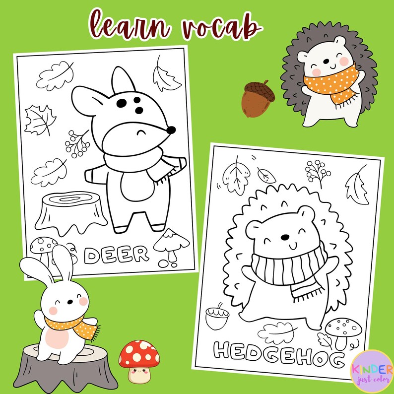 Autumn Fall Animal Coloring Pages, Autumn Coloring Sheets for ...