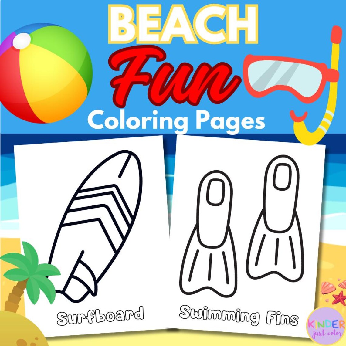 Beach Fun Activity Coloring Pages, Water Sport, Summer Vacation ...