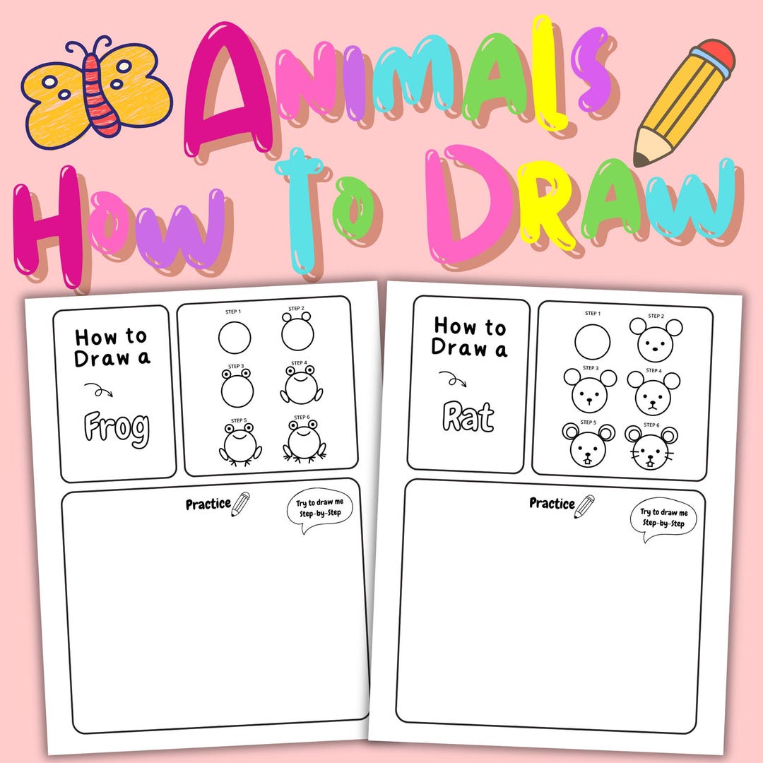 Learn to Draw Animals | Step-by-step Worksheets | Directed Drawing ...