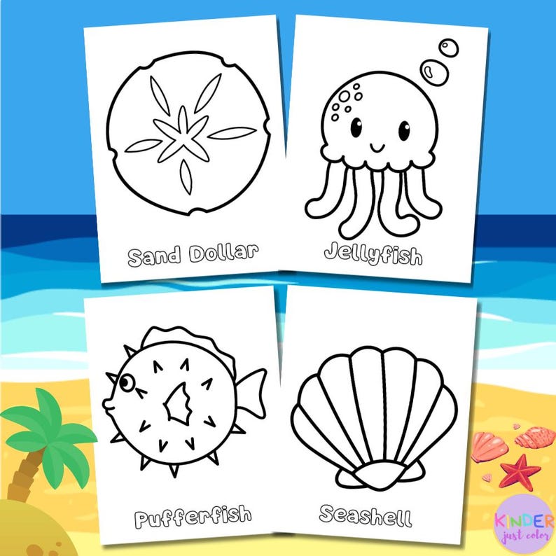 Beach Animals Coloring Pages: Summer Fun Activity (PDF) - Etsy