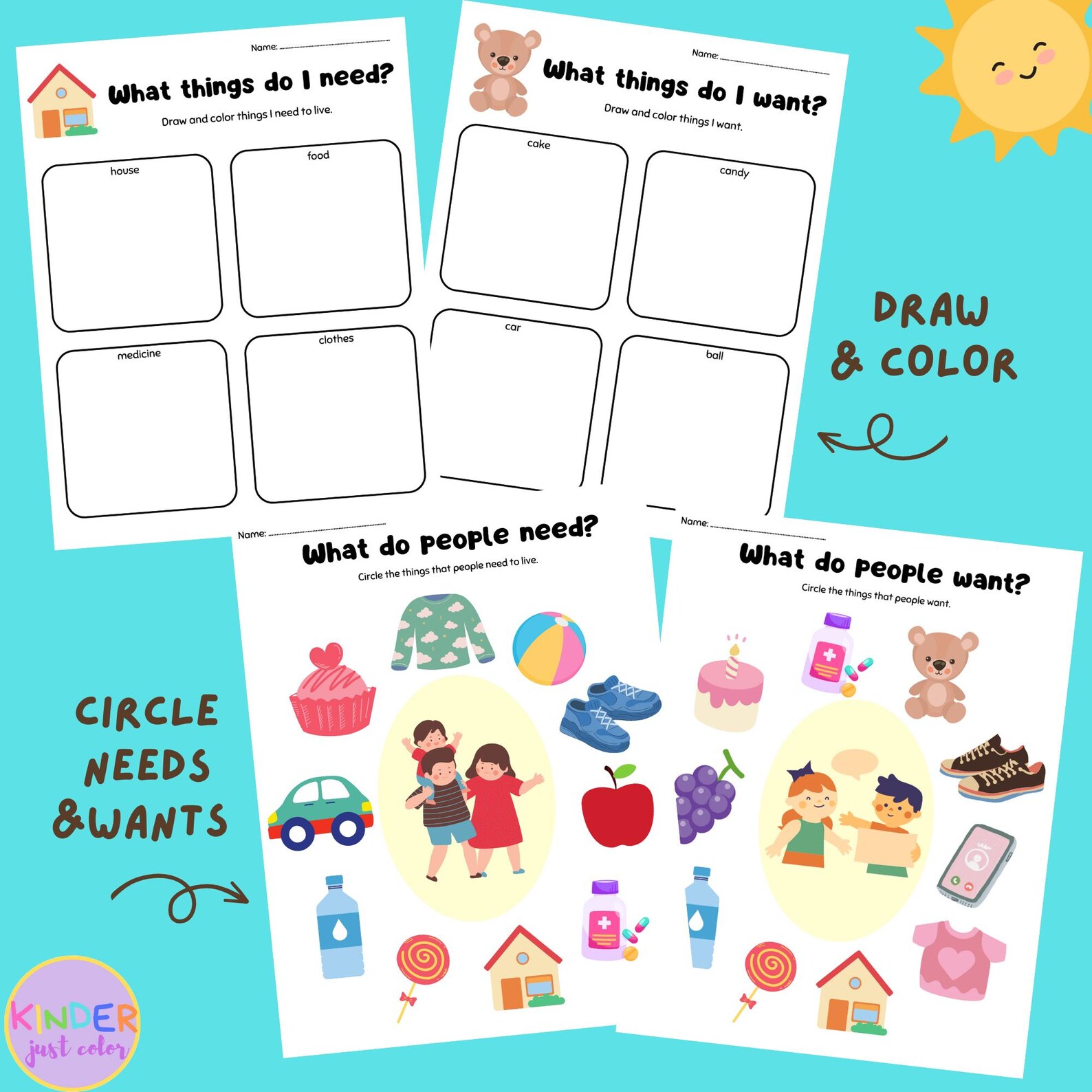 Needs Vs Wants Sort Worksheet, Cut and Paste Activities, Need & Want ...