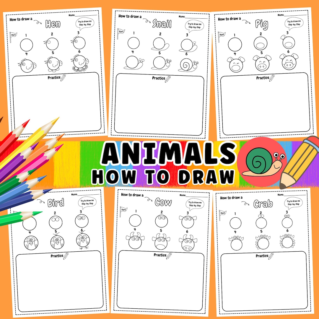 Learn How to Draw Animals, Easy Step-by-step Drawing, Practice Drawing ...