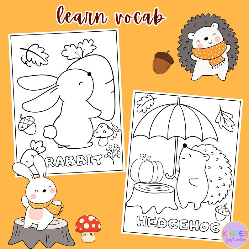Fall Animal Coloring Pages, Autumn Coloring Sheet for Kindergarten ...
