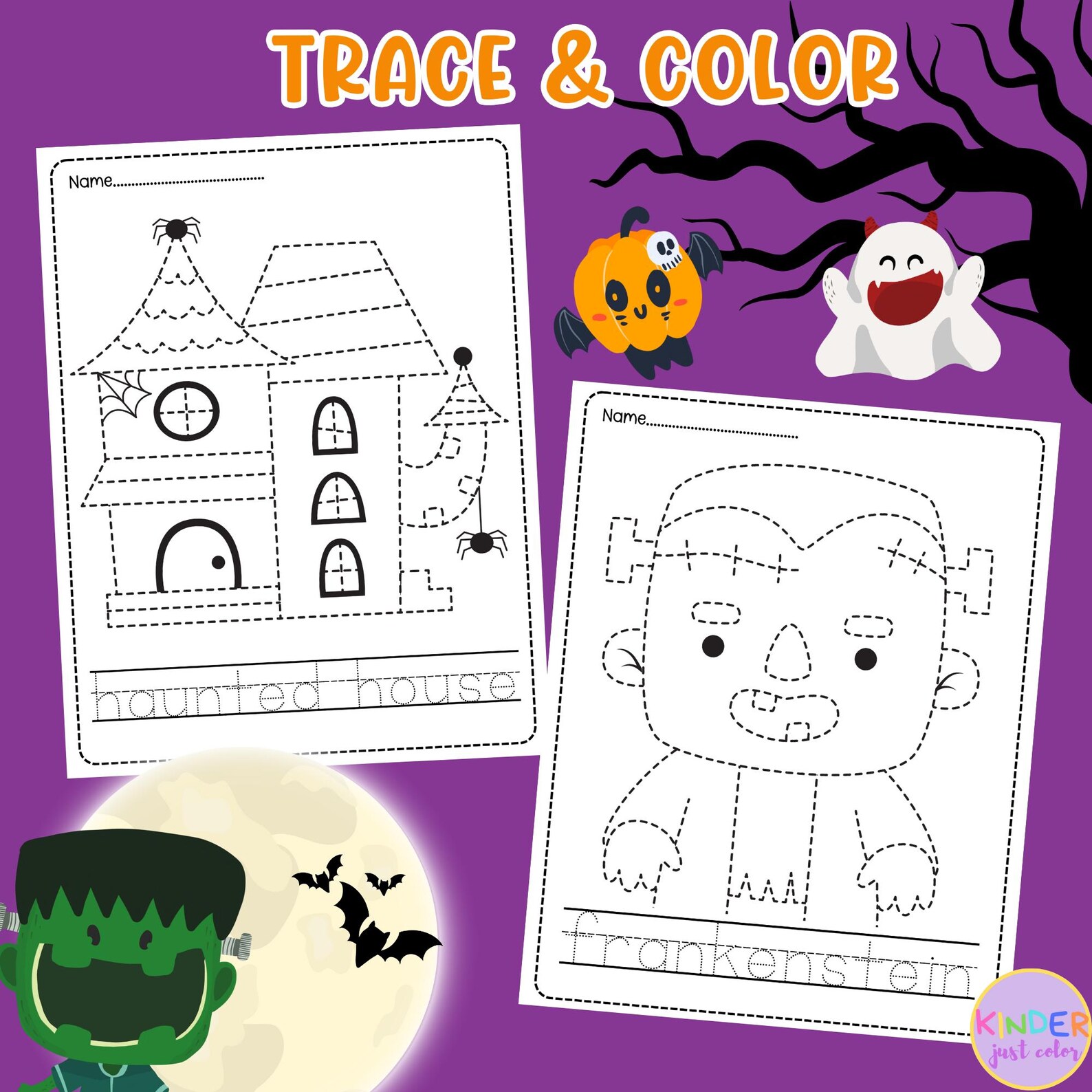 Tracing Worksheet Halloween Learning Line Practice Shape Tracing Sheets ...