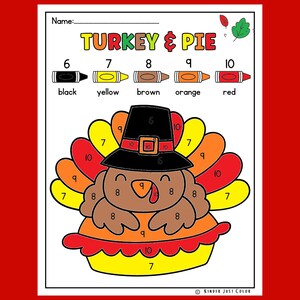 Festive Thanksgiving Color by Code Number 1-10, Fall Coloring Page for ...