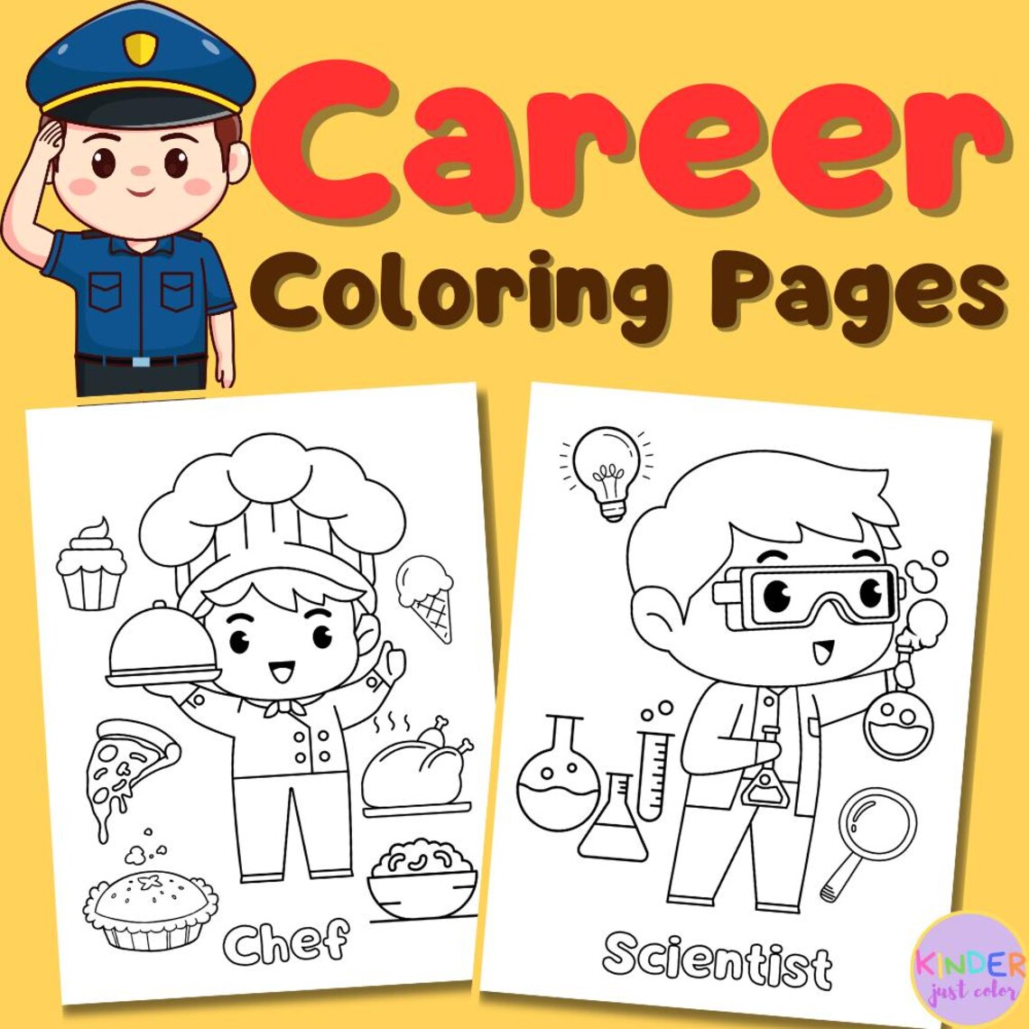 Community Helpers Coloring Page, Career Day Job Coloring Page ...