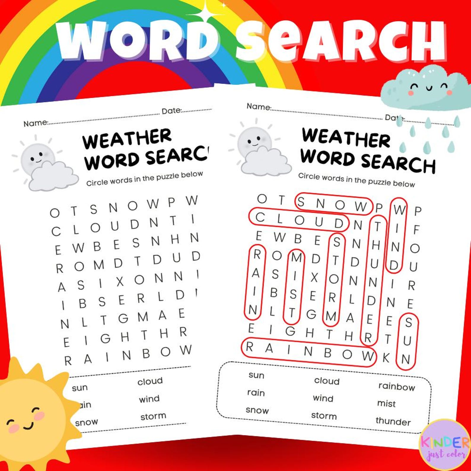 Simple Word Search for Kids, Easy Word Search for Kids, Kids Word ...