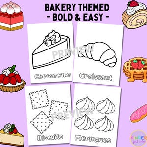 Bakery and Sweet Coloring Pages/sheets for Kids, Bold and Easy Coloring ...