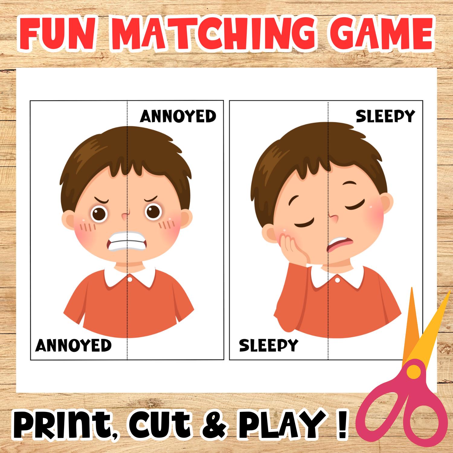 Emotion Matching Game, Feelings Flashcard for Kid, SEL Activity for ...