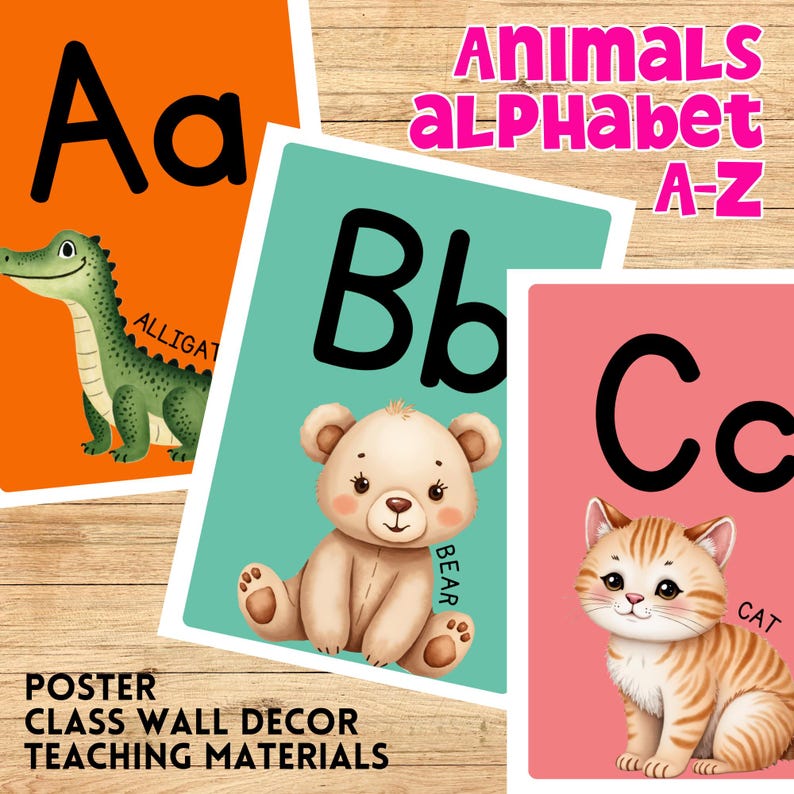 Animal Alphabet Poster Printable A-Z, ABC Teaching Tool for Preschool ...