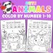 Cute Animals Color by Numbers 1-10 Pages for Kids Activity Book ...