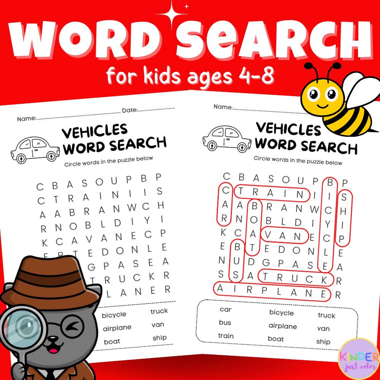 Kids Word Search Puzzle: 10 Themes, Simple Word Puzzles Activity for ...