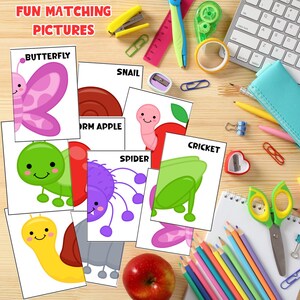 Bugs Insect Matching Game for Kids, Symmetry Matching Cards, Kids ...