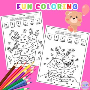 Cute Animals Color by Numbers 1-10 Pages for Kids Activity Book ...