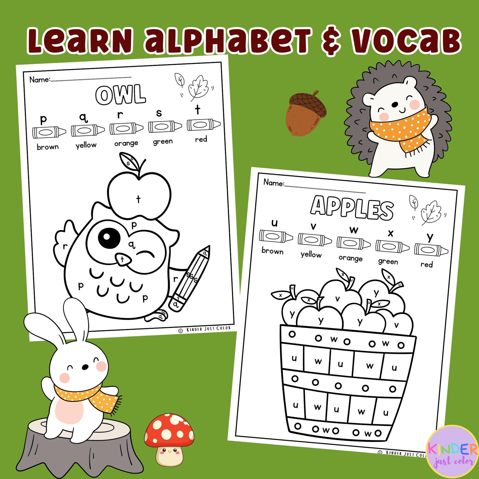 Color by Letter Fall Animal, Fall Coloring Sheets, Teach Alphabet ...