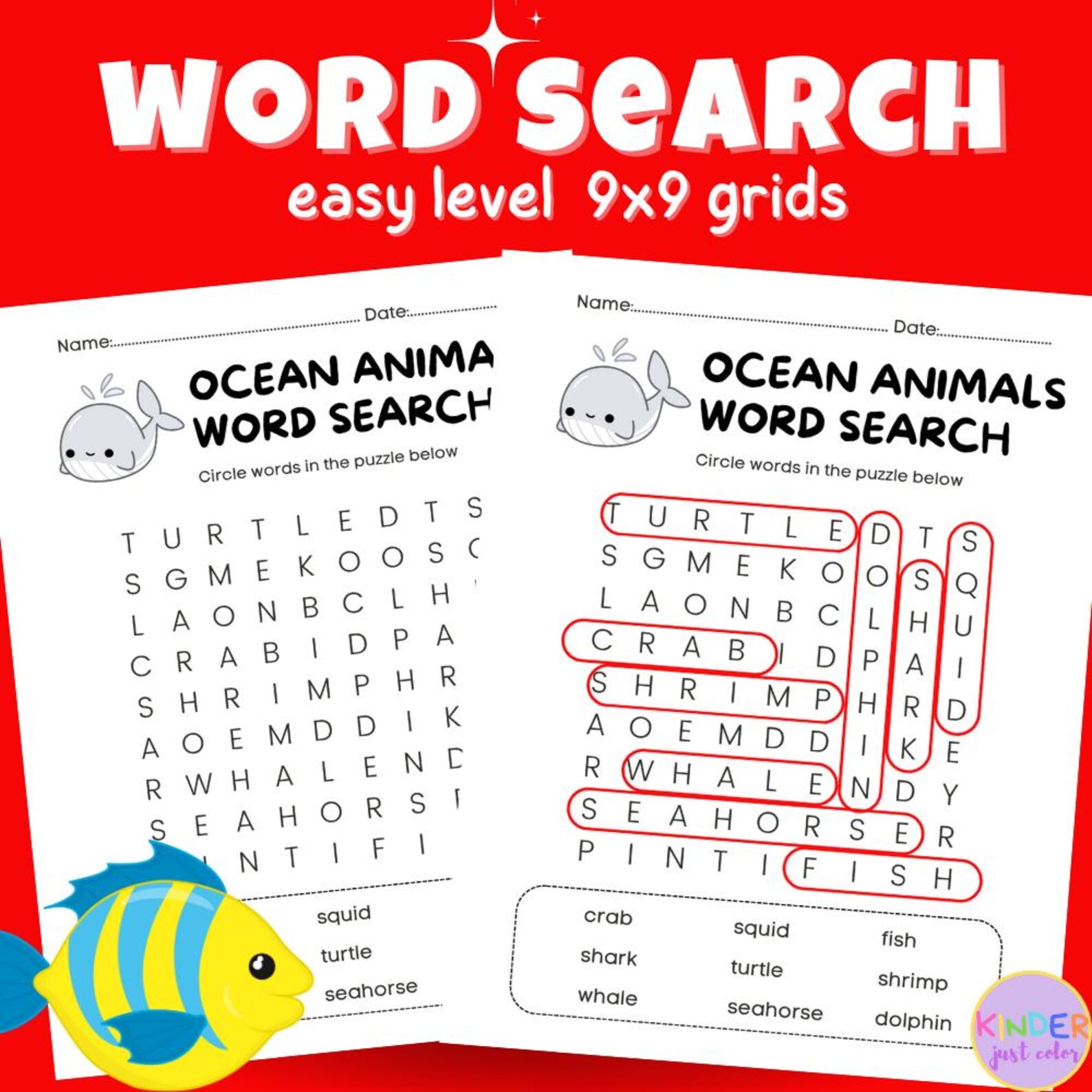 Simple Word Search for Kids, Easy Word Search for Kids, Kids Word ...