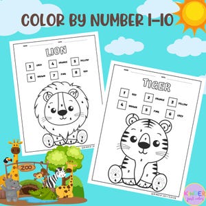 Zoo Animals Color by Number 1-10 | Fun Educational Coloring Pages for ...