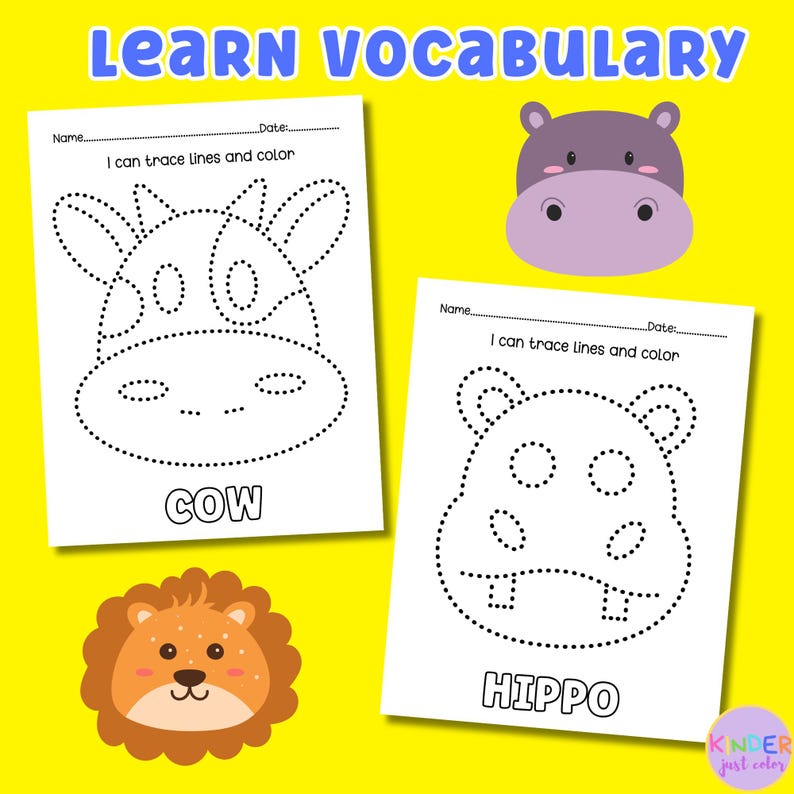 Tracing Worksheets, Animal Coloring, Line Trace for Preschool ...
