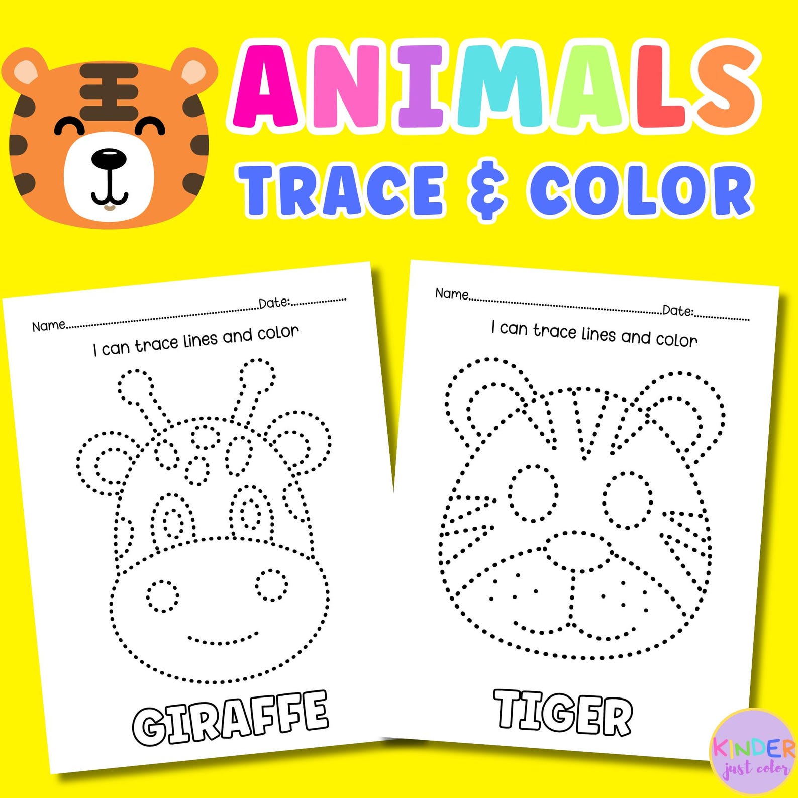 Tracing Worksheets, Animal Coloring, Line Trace for Preschool ...