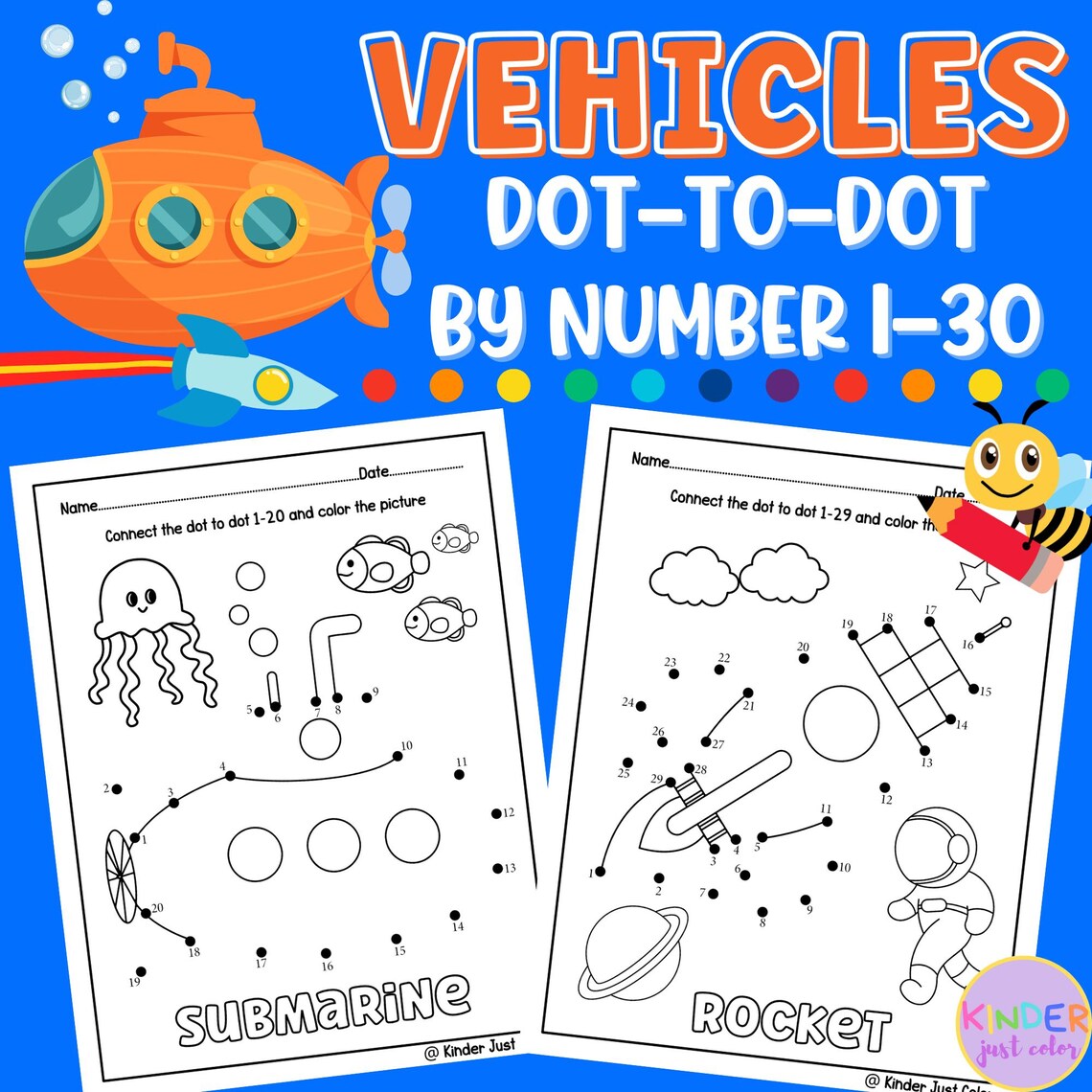 Dot to Dot Worksheet, Vehicle Coloring Learning Numbers Connect the ...