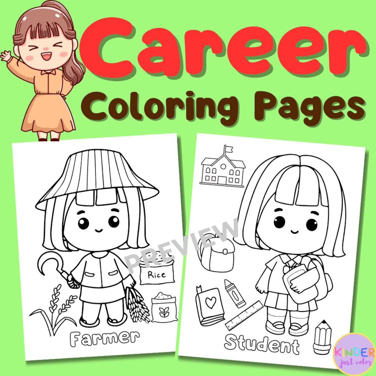 Jobs Coloring Pages, Career Day, Career Coloring Page, Occupation ...