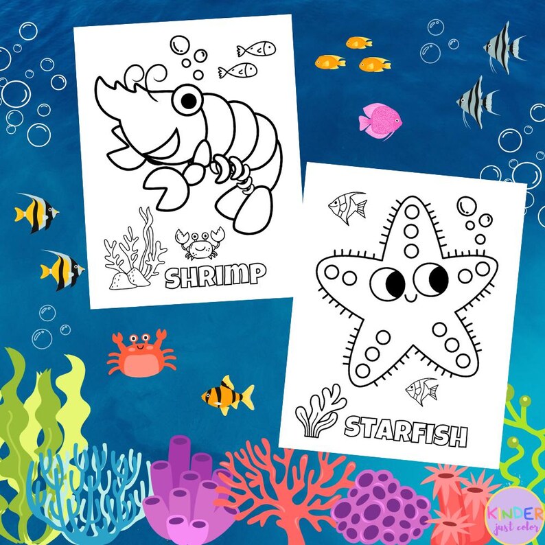 Ocean Animal Coloring Pages: Sea Life for Preschool (PDF) - Etsy