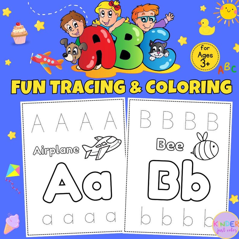 Alphabet Tracing & Coloring Pages, Upper Lower Case Letters ...