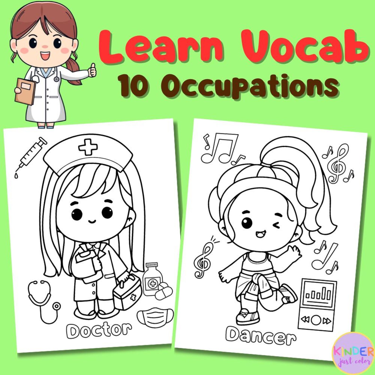 Jobs Coloring Pages, Career Day, Career Coloring Page, Occupation ...