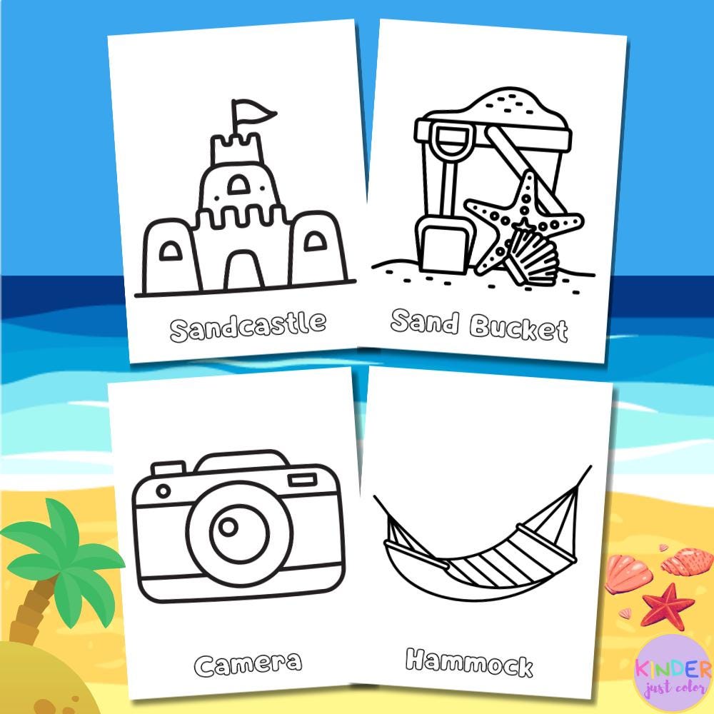 Beach Fun Activity Coloring Pages, Water Sport, Summer Vacation ...
