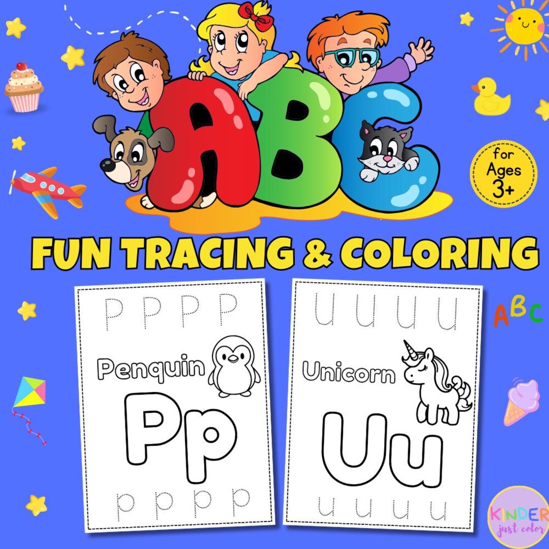 Alphabet Tracing & Coloring Pages, Upper Lower Case Letters ...