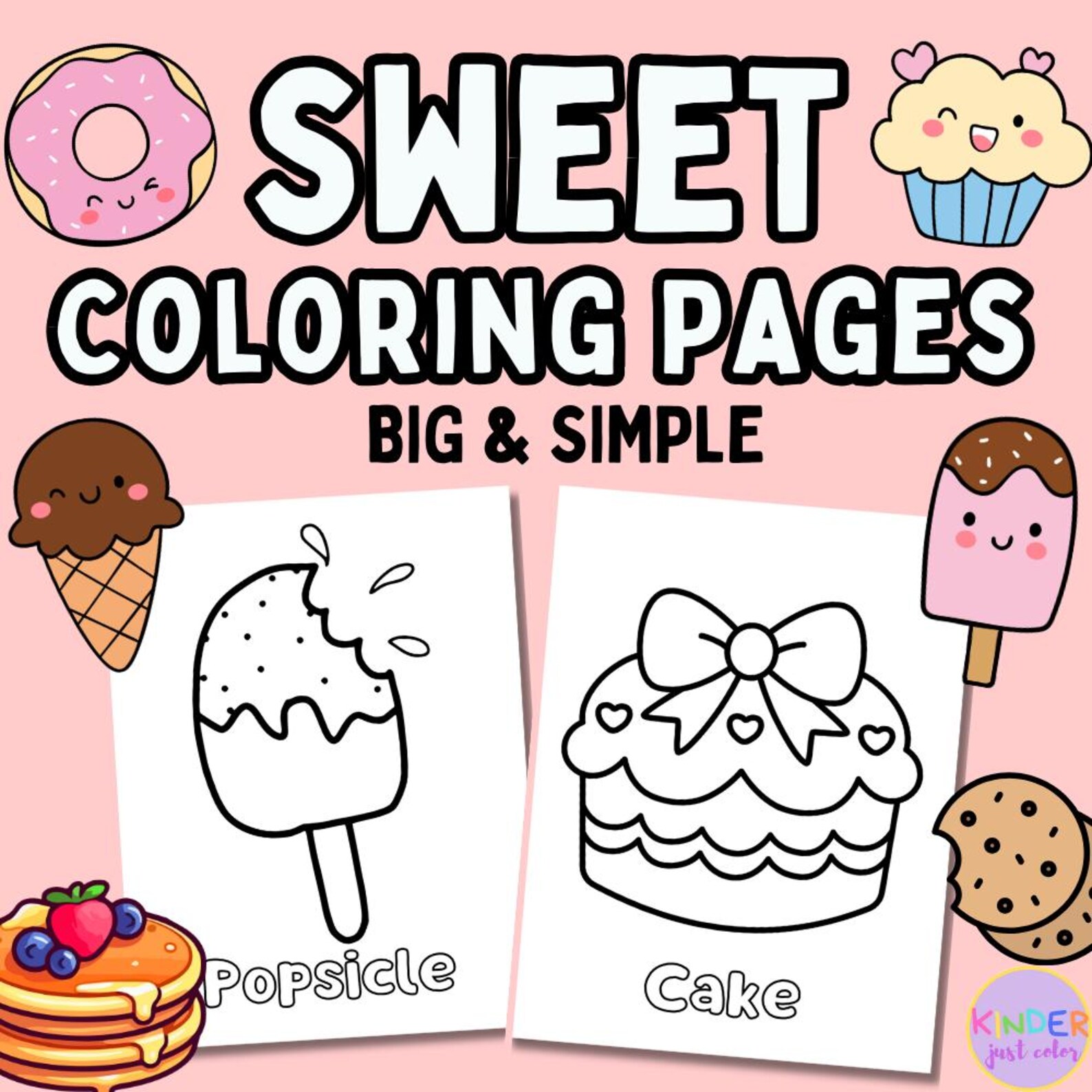 Sweet and Dessert Coloring Pages for Kids, Bold and Easy Coloring ...