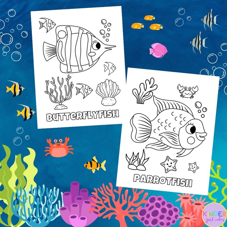 Ocean Animal Coloring Pages: Sea Life for Preschool (PDF) - Etsy