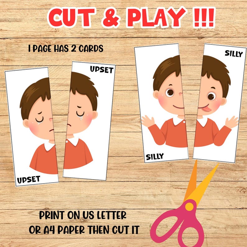 Emotion Matching Game, Feelings Flashcard for Kid, SEL Activity for ...