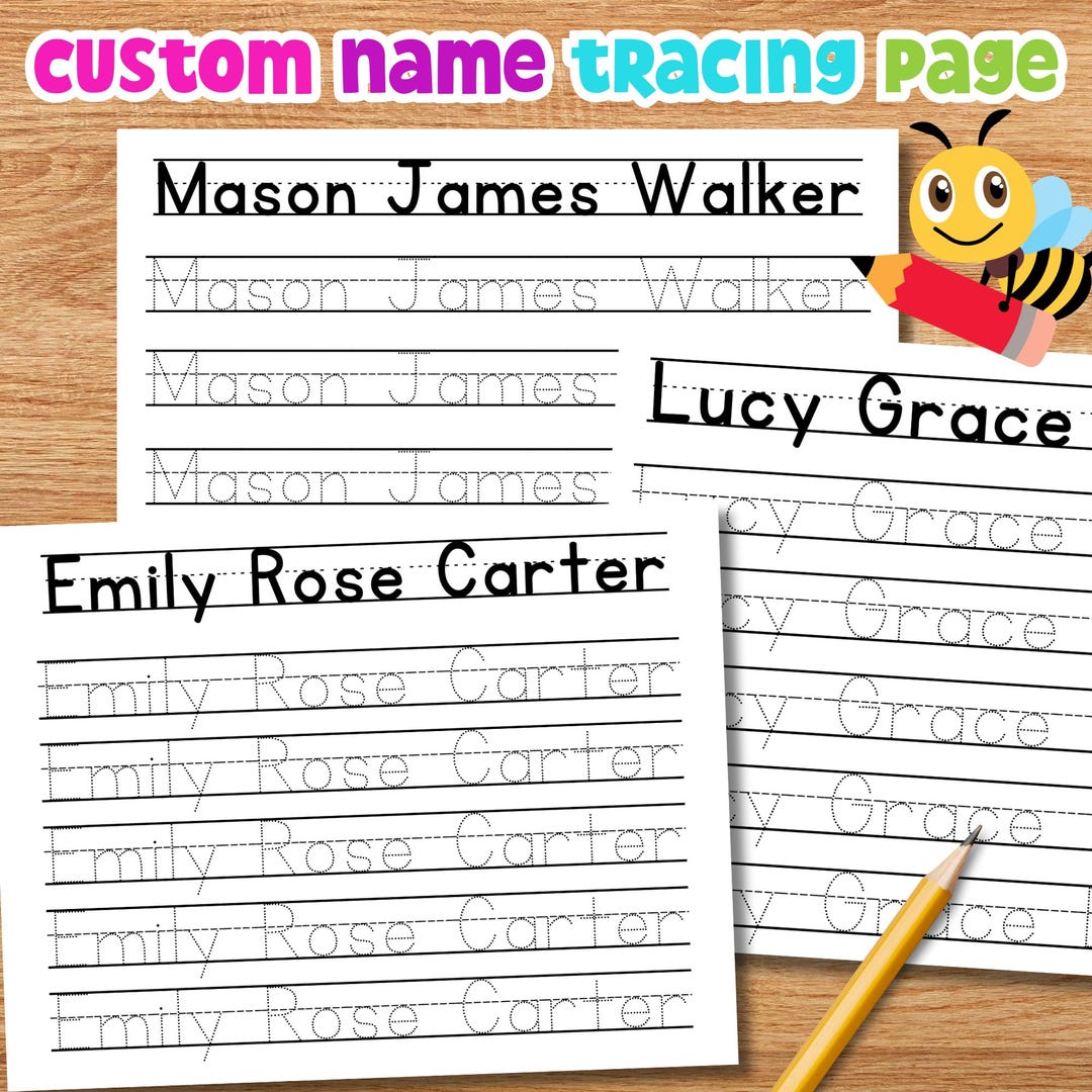 Custom Name Tracing Page Handwriting Practice Personalized Name Trace ...