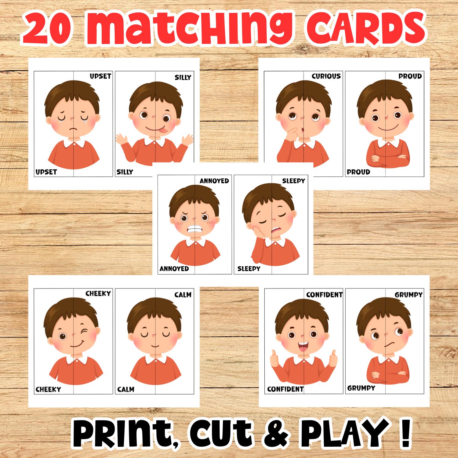Emotion Matching Game, Feelings Flashcard for Kid, SEL Activity for ...