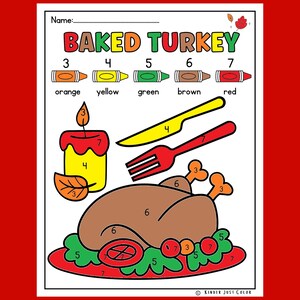 Festive Thanksgiving Color by Code Number 1-10, Fall Coloring Page for ...