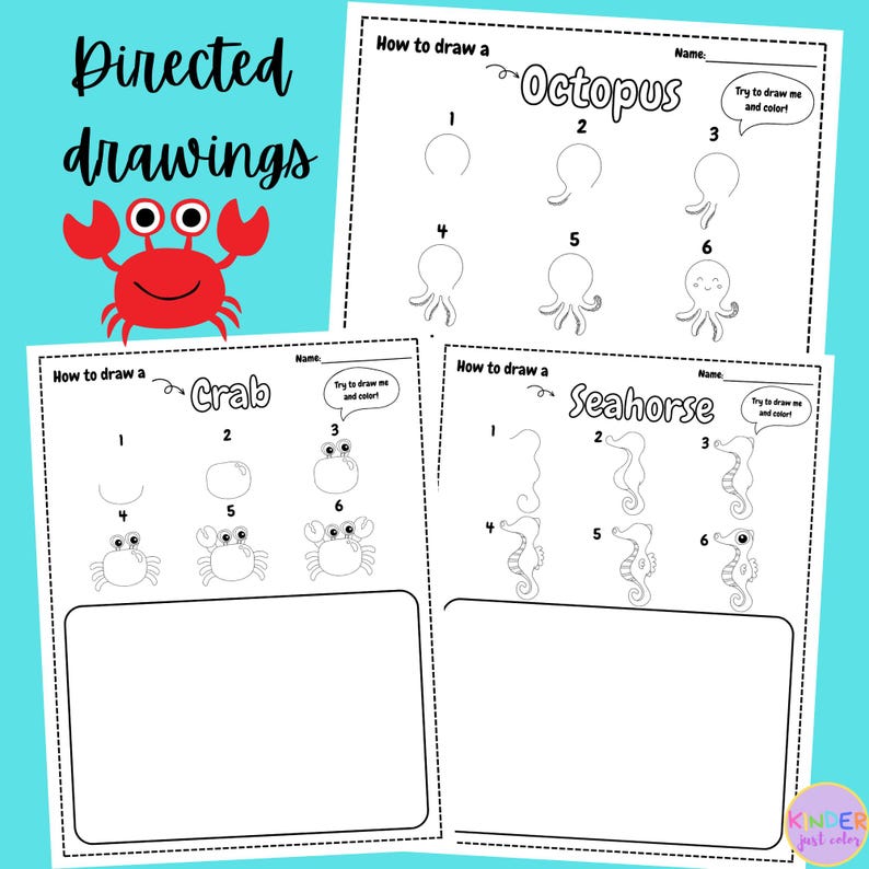 Learn How to Draw Ocean Animals for Kids, Easy Step-by-step Drawing ...