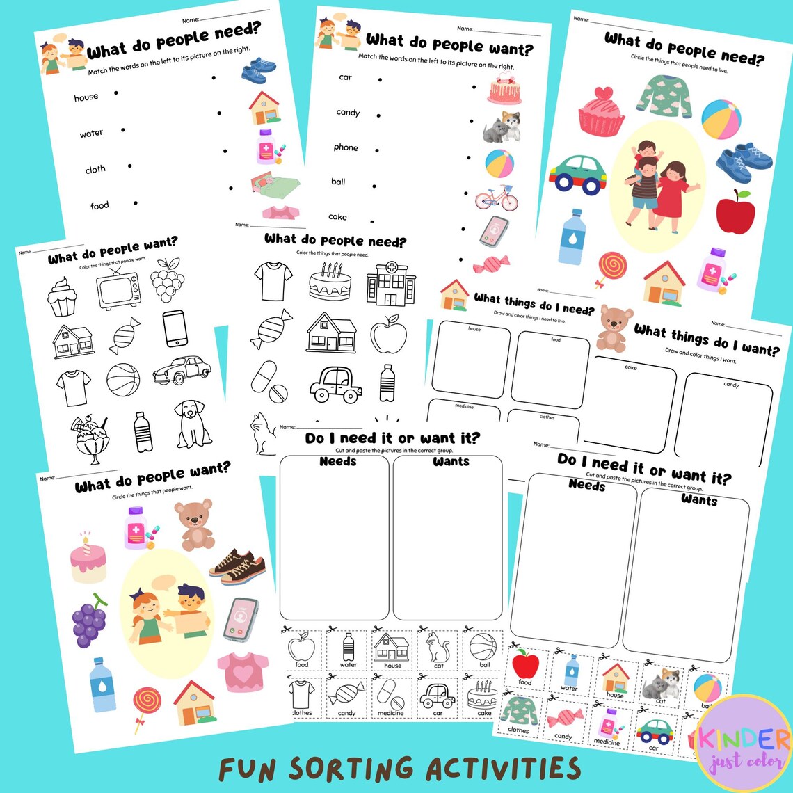 Needs Vs Wants Sort Worksheet, Cut and Paste Activities, Need & Want ...