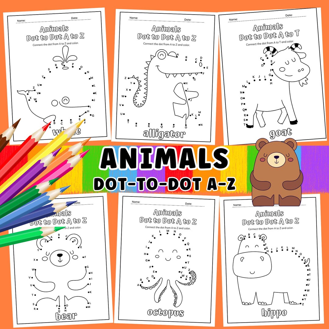 Dot-to-dot A-Z Worksheet, Connect-the-dots, Dot-to-dot Coloring Page ...